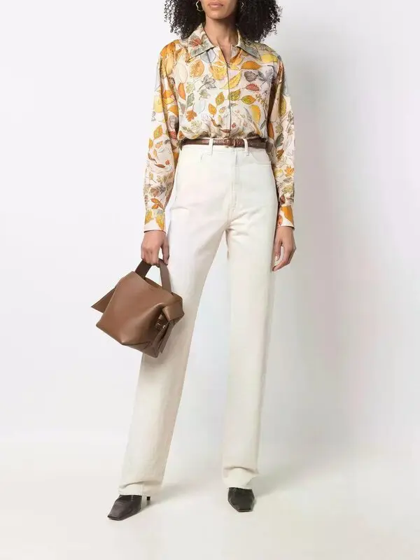 Hermès 1990s Leaf Print Silk Shirt