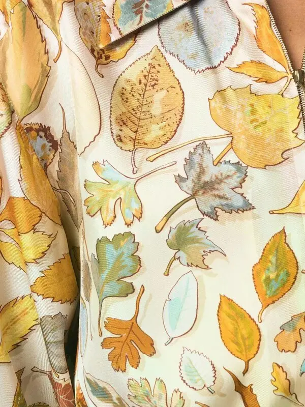 Hermès 1990s Leaf Print Silk Shirt