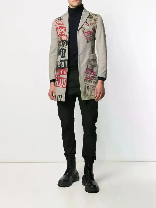 Comme Des Garçons 2008 Collage Print Notched Coat