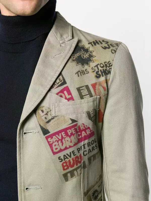 Comme Des Garçons 2008 Collage Print Notched Coat
