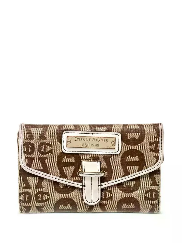 AIGNER Pre-owned Monogram Clasp Wallet - Neutrals