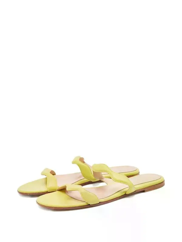 GIANVITO ROSSI Wave-strap Leather Flat Sandals - Green