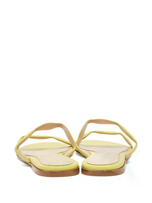 GIANVITO ROSSI Wave-strap Leather Flat Sandals - Green