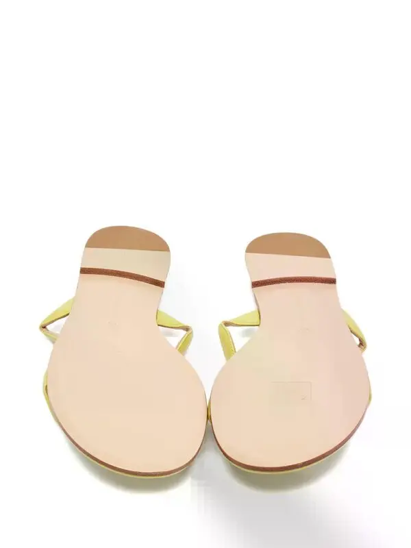 GIANVITO ROSSI Wave-strap Leather Flat Sandals - Green