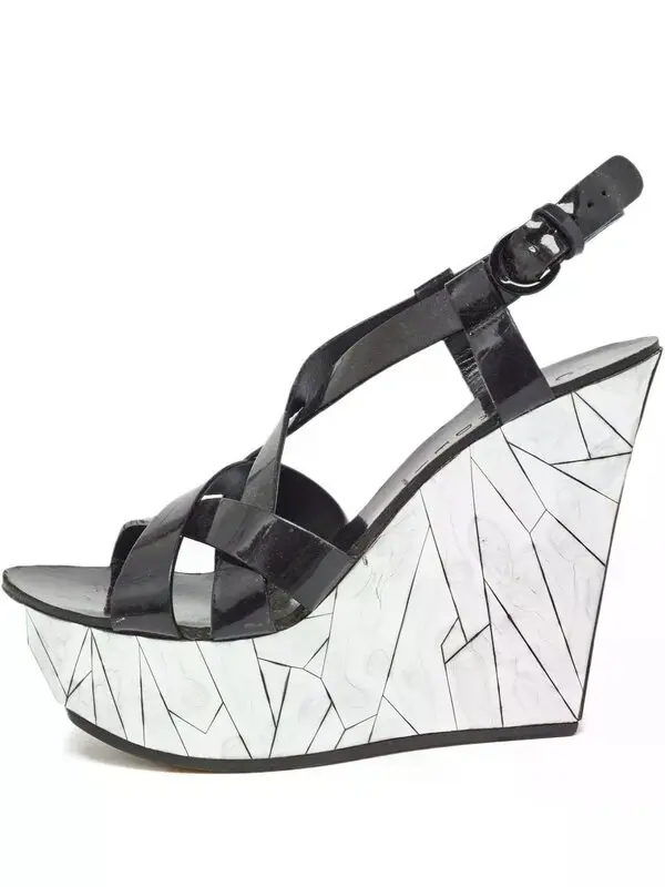 Casadei Patent-leather Wedge Sandals - Black