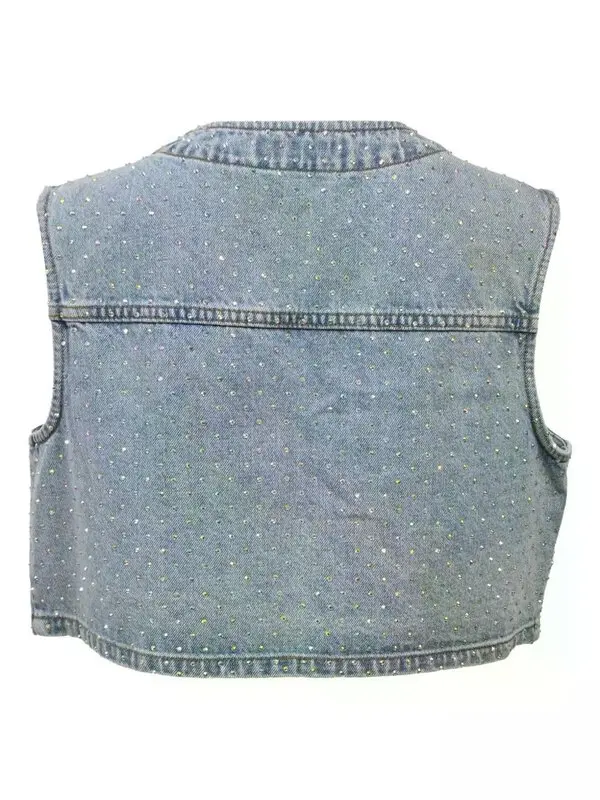 SELF-PORTRAIT Rhinestone Button-up Denim Top