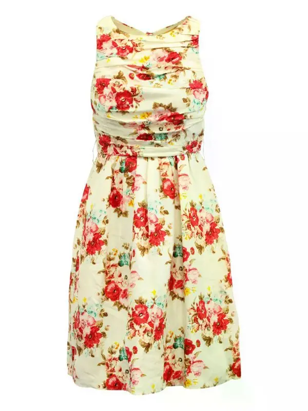 Alice + Olivia Floral Print Ruched Halterneck Mini Dress