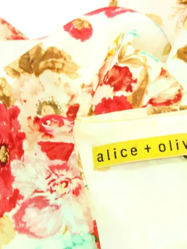 Alice + Olivia Floral Print Ruched Halterneck Mini Dress