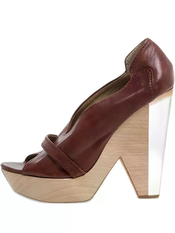 Chloé 125mm Leather Wood-heel Platform Pumps
