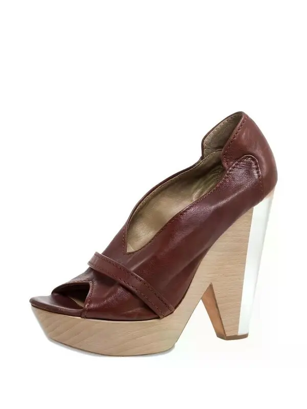 Chloé 125mm Leather Wood-heel Platform Pumps