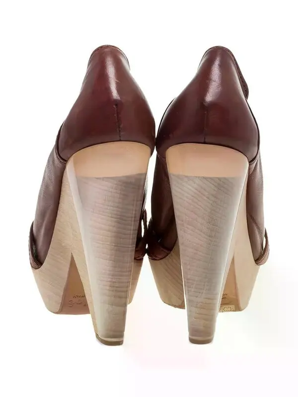 Chloé 125mm Leather Wood-heel Platform Pumps
