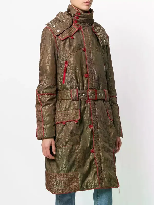 Dior Logo Print Hooded Long Coat