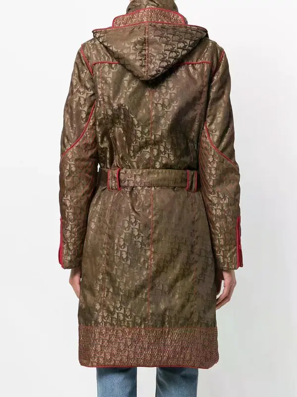 Dior Logo Print Hooded Long Coat