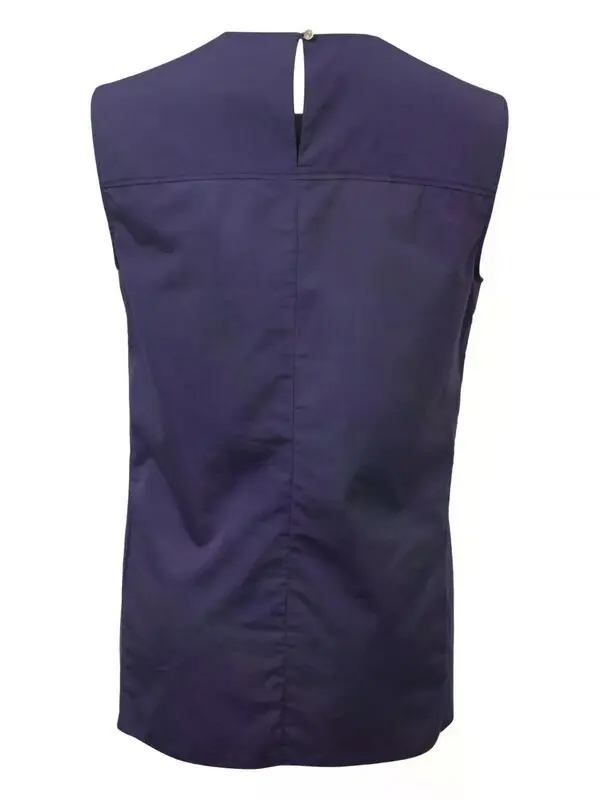 Hermès Fold-collar Sleeveless Top