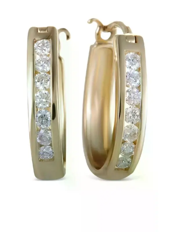 LB EXCLUSIVE 14k Yellow Oval Hoop Diamond Earrings - Gold
