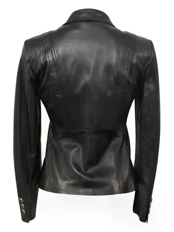 Gucci 550mm Button Front Leather Jacket