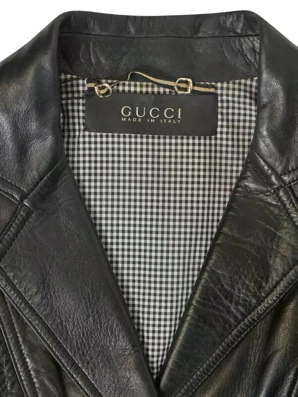 Gucci 550mm Button Front Leather Jacket
