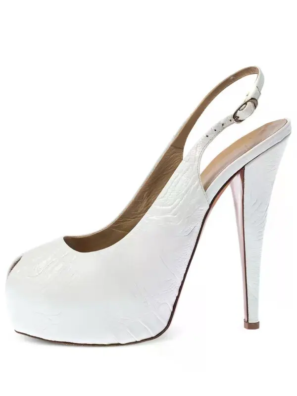 GIUSEPPE ZANOTTI 145mm Embossed Leather Slingback Sandals - White