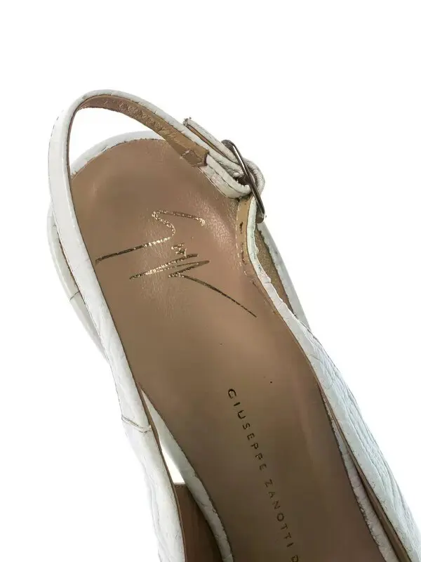 GIUSEPPE ZANOTTI 145mm Embossed Leather Slingback Sandals - White