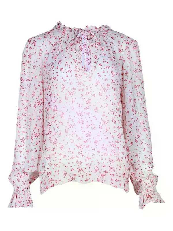 GANNI Ruffled Floral-print Blouse