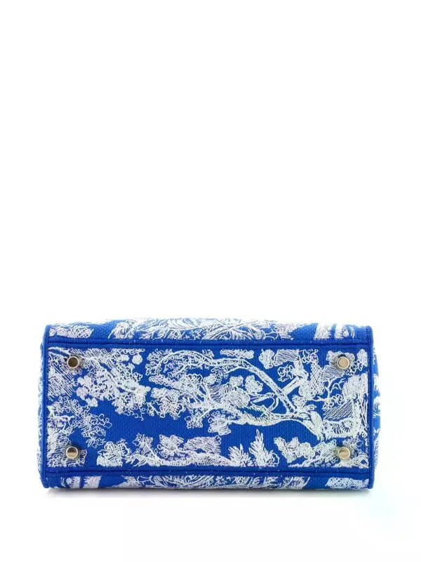 Dior Toile De Jouy Lady D-lite Embroidered Canvas Tote Bag - Blue