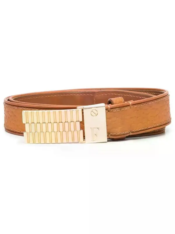 Gianfranco Ferre 1990s Logo-plaque Buckle Belt - Brown