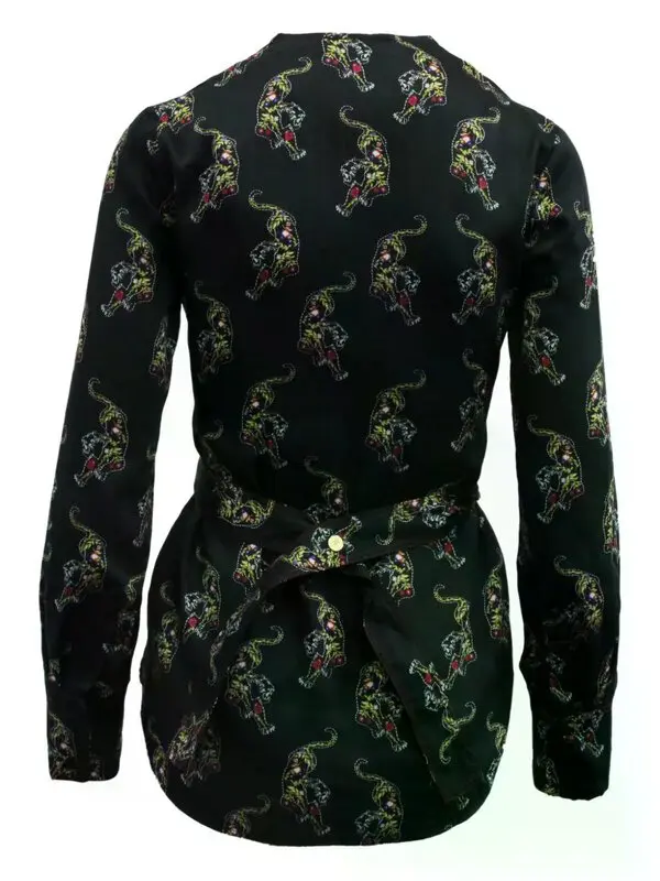 Sandro Aya Tiger-print Half-zip Blouse