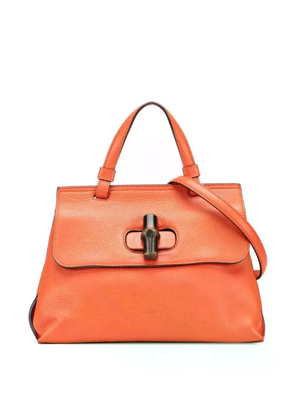 Gucci Leather Bamboo Daily Satchel - Orange