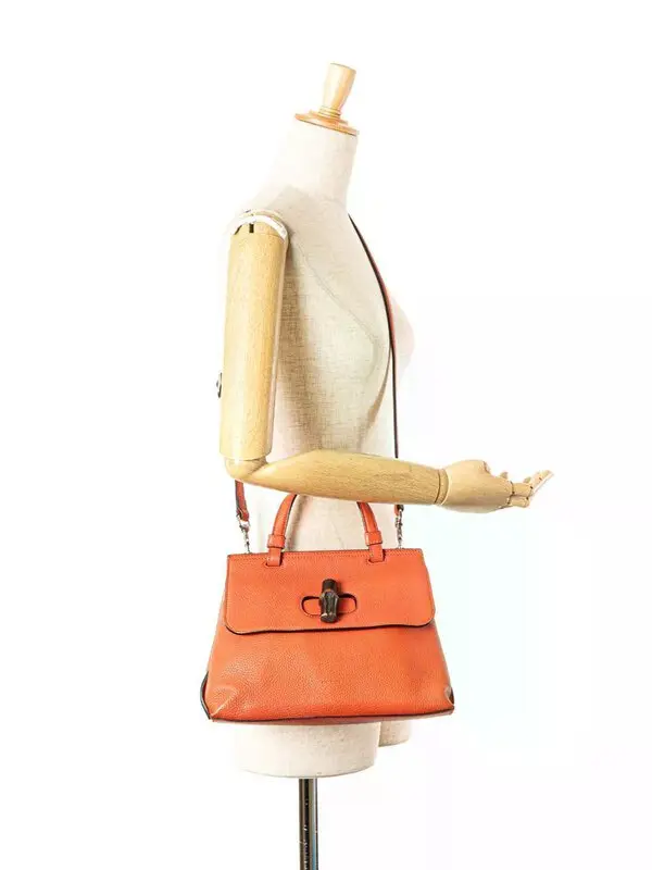 Gucci Leather Bamboo Daily Satchel - Orange