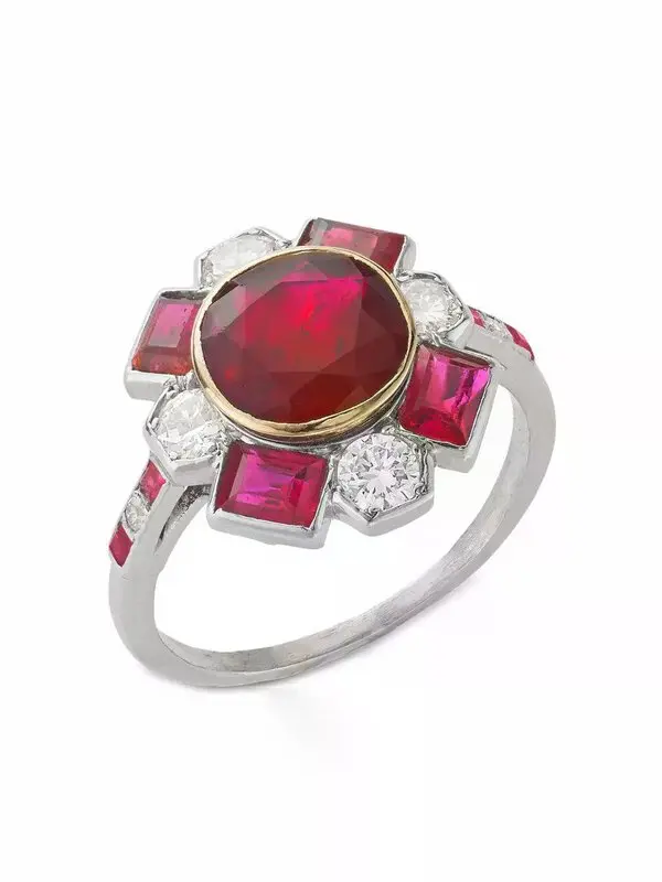 CARTIER Platinum Art Deco Burmese Ruby And Diamond Ring
