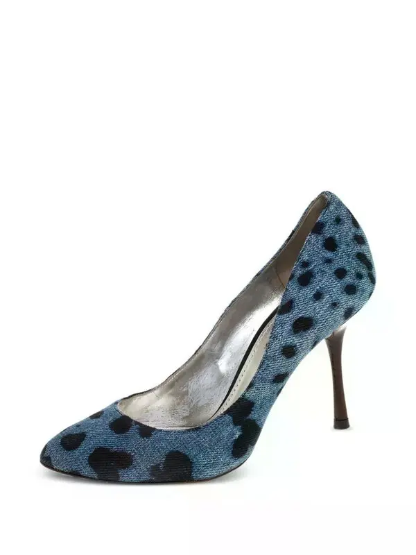 Dolce & Gabbana 90mm Denim Leopard-print Pumps