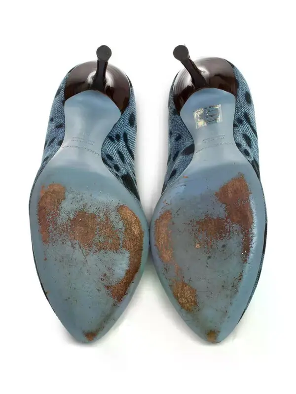 Dolce & Gabbana 90mm Denim Leopard-print Pumps