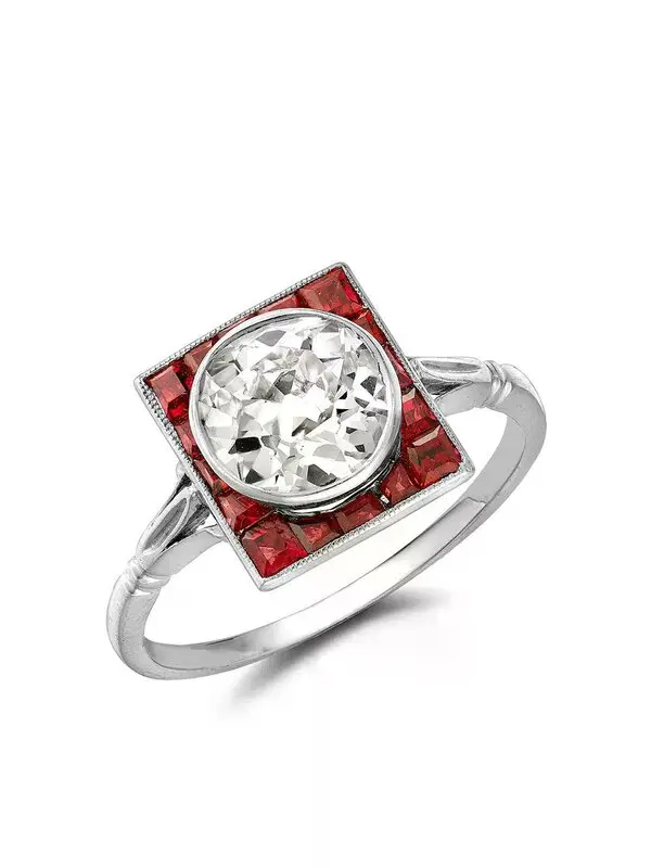 PRAGNELL Platinum Art Deco Ruby And Diamond Ring
