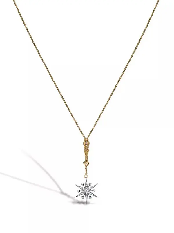 PRAGNELL 18kt Yellow Victorian Star Diamond Pendant Necklace - Gold