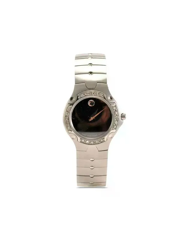 Movado Timepiece With Diamond-encrusted Bezel - Black