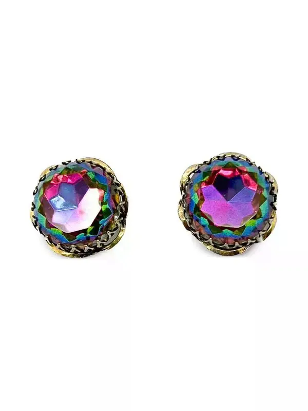 Schiaparelli 1950s Faceted-stone Clip-on Earrings - Gold