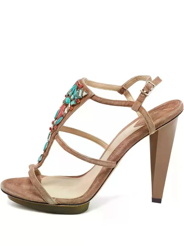 Brian Atwood Embellished Suede Sandals