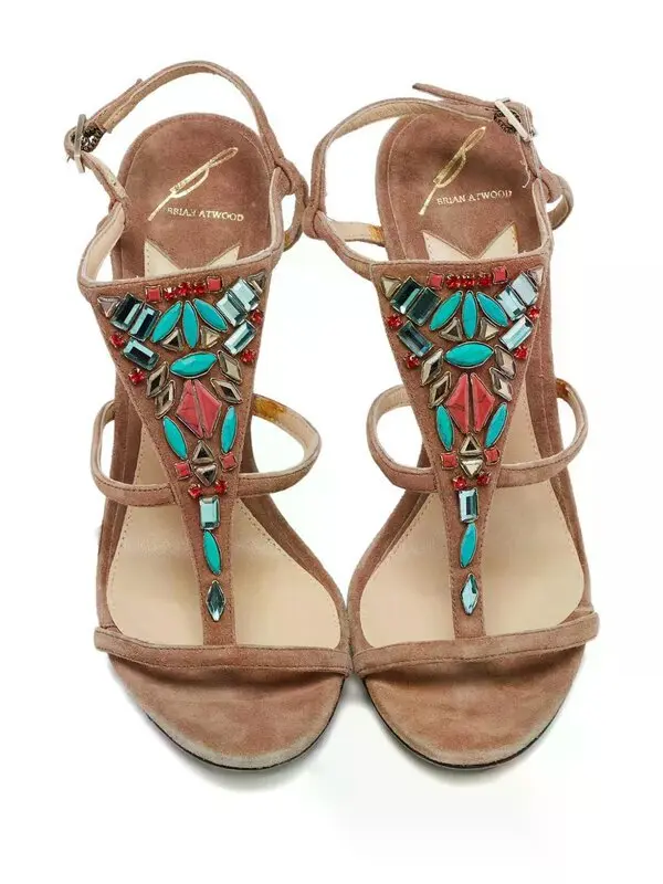 Brian Atwood Embellished Suede Sandals