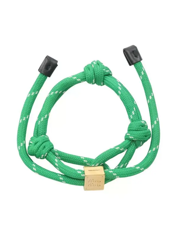 Miu Miu Knot-detail Logo-charm Bracelet - Green