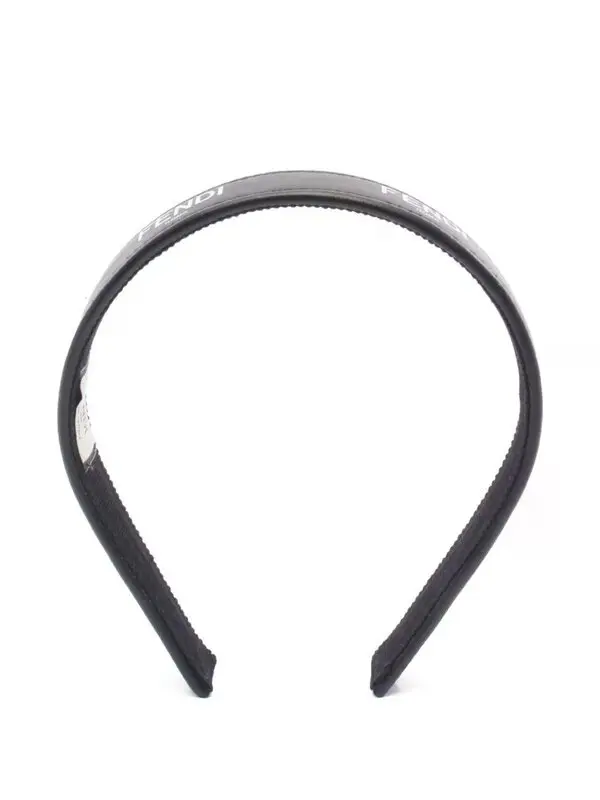 Fendi 2010s Leather Logo Headband - Black