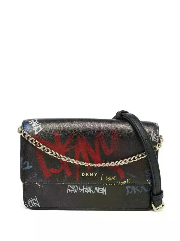 Dkny Vintage Graffiti Leather Shoulder Bag