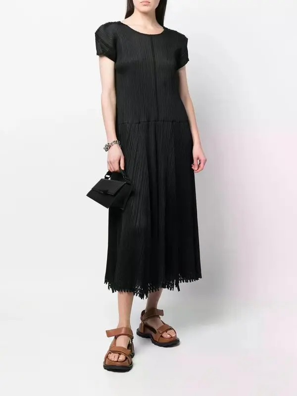 Issey Miyake 2000s Pleated A-line Midi Dress