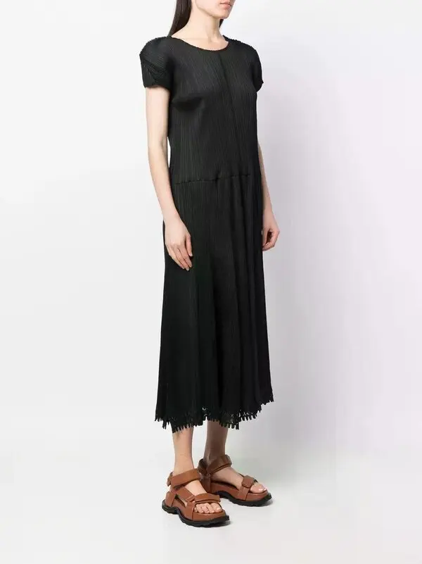 Issey Miyake 2000s Pleated A-line Midi Dress