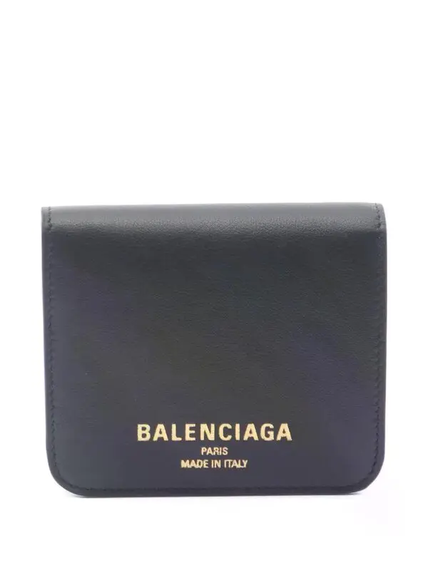 Balenciaga 2020s Leather Compact Wallet - Black