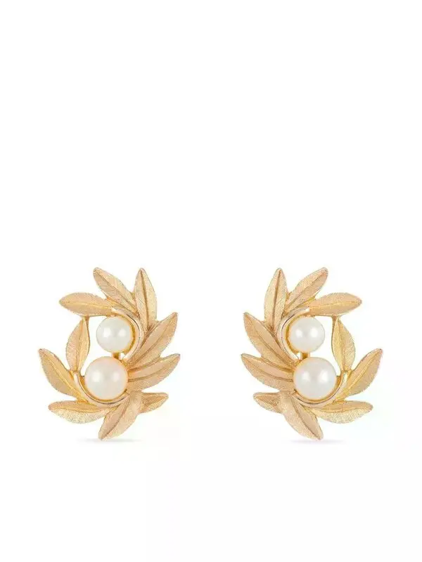 SUSAN CAPLAN 1960s Avon Pearl-embellished Clip-on Earrings - Gold