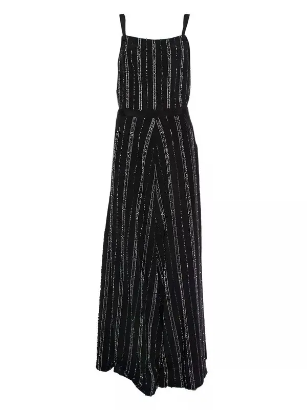 BAZZA ALZOUMAN Sequin-stripe Jumpsuit - Black