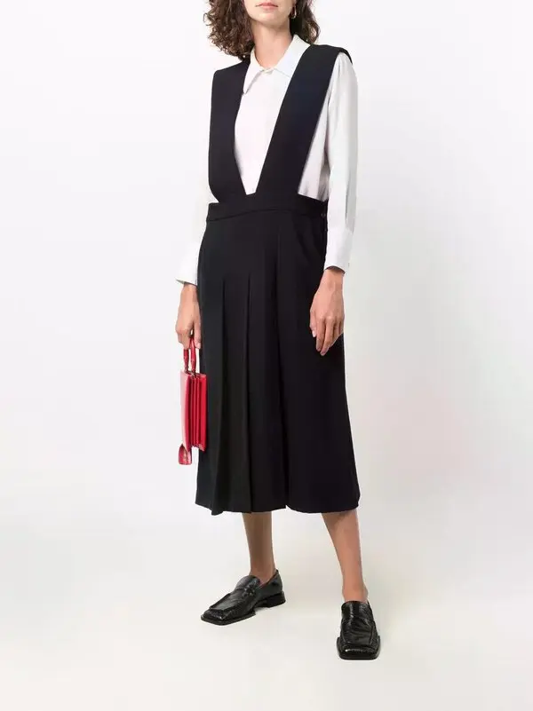 Comme Des Garçons 2000s Pleated Midi Skirt With Suspenders