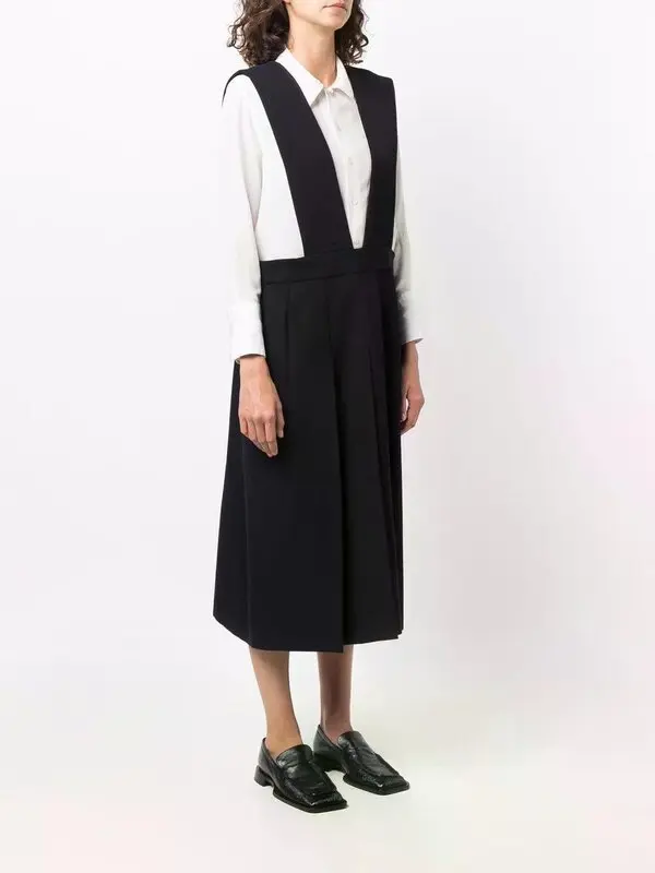 Comme Des Garçons 2000s Pleated Midi Skirt With Suspenders