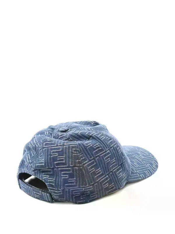 Fendi Ff Logo Denim Cap - Blue