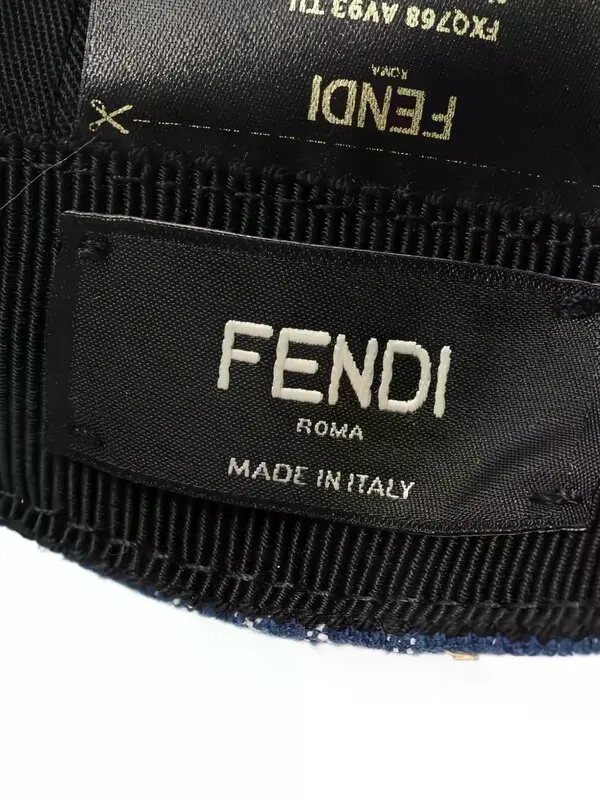 Fendi Ff Logo Denim Cap - Blue
